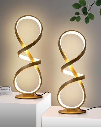 KunMai Modern LED Circle Table Lamp in Gold with White Marble Base LED ...