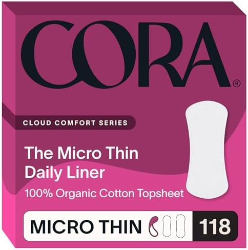 Amazon.com: Cora 100% Organic Cotton Topsheet Period Liners (118 Micro ...