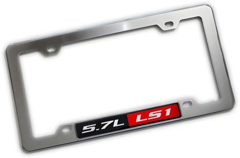 Amazon.com: ERPART Chrome License Plate Tag Frame with 5.7 L LS1 RED ...