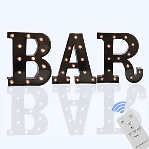 Amazon.com: Pooqla Light Up BAR Sign with Remote, Bar Letters with ...