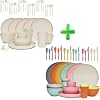 Amazon.com | Wheat Straw Dinnerware Sets -DAPIPIK 42 Piece Unbreakable ...