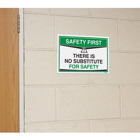 Safety First There is no Substitute for Safety Sign Sticker.Waterproof ...