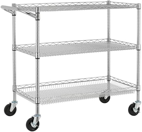 Amazon.com: WDT Heavy Duty 3 Tier Utility Cart,Wire Rolling Carts with ...