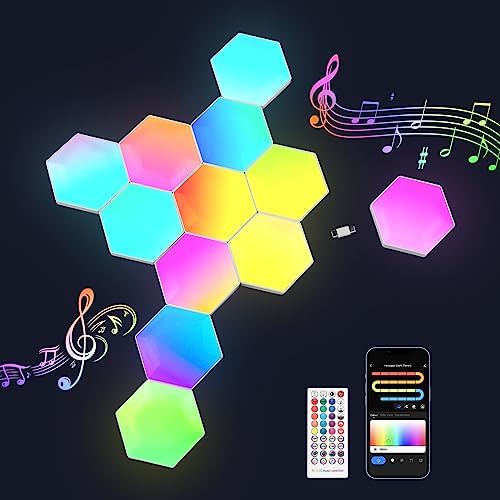 Weskjer Hexagon LED Panel, 12er-Pack Smart RGB Sechseck Gaming ...