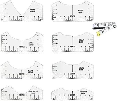 9-Piece Set with Soft Tape Measure T-Shirt Ruler, Round Neck and V-Neck ...