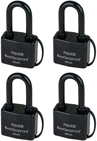 FIGODE® Outdoor Waterproof Padlocks, Covered Heavy Duty Laminated Steel ...