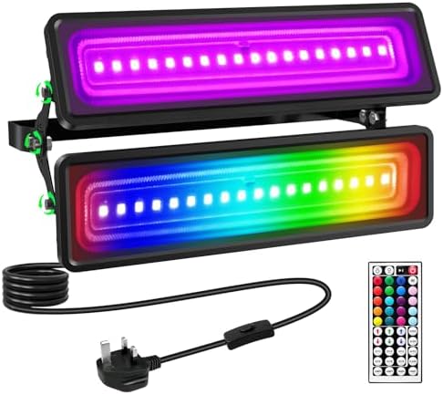 Viugreum 120W Led RGB+UV Blacklight, Color Changing Flood Light with ...