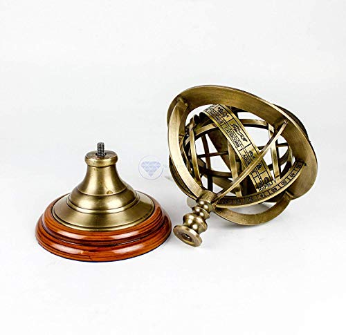 Malla Inc. 6″ Brass Armillary Sphere Globe Clock Spherical Astrolabe ...
