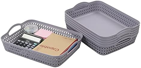 Rinboat Grey Plastic Storage Basket Tray, A4 Plastic Basket Trays, 6 ...