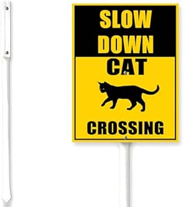 Amazon.com : Houseuse Cat Crossing Sign With Stake Slow Down Sign For ...