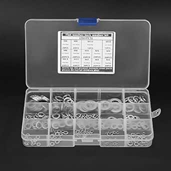 Spring Washer Set, 260pcs M2.5/3 / 4/5 / 6/8 /10 Stainless Steel Washer ...