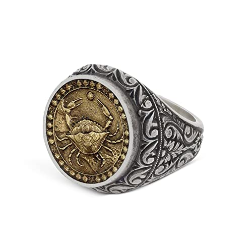 Amazon.com: Cancer Zodiac Ring, Zodiac Signet Ring, Zodiac Gift, Cancer ...