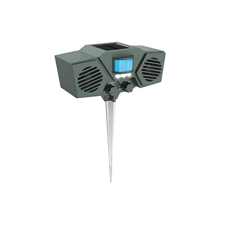 Hoont Solar Powered Motion Activated Ultrasonic with Flashing Strobe ...