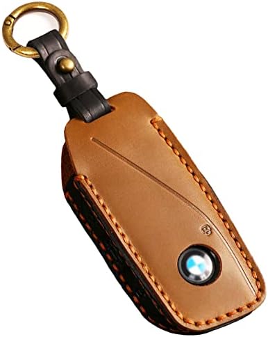 Amazon.com: Car Key Fob Cover Genuine Leather with Keychain Key Ring ...