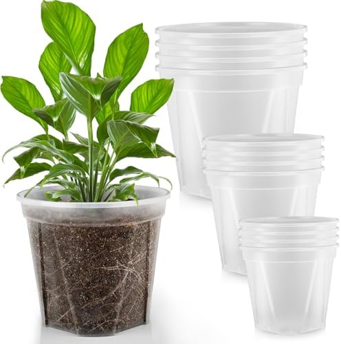 YALIOURS Clear Nursery Pots for Plants, 12Pack 4/5/6 inch Transparent ...