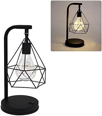 Bedside Lamps Night Light, Battery Operated Lamp Black Vintage Iron ...