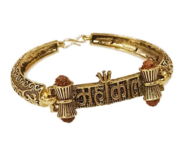 Buy CraftVatika Mahakal Rudraksha Rakhi For Brother - Gold Kada ...