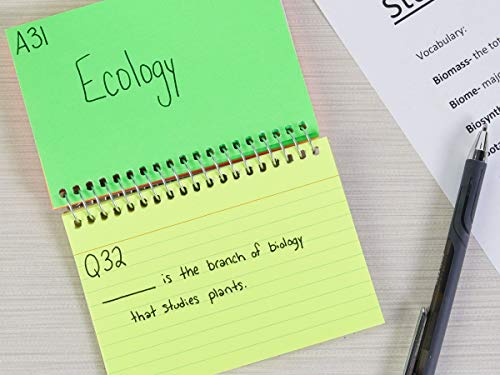 Snapklik.com : 1InTheOffice Spiral Index Cards 3x5, Neon Index Cards ...