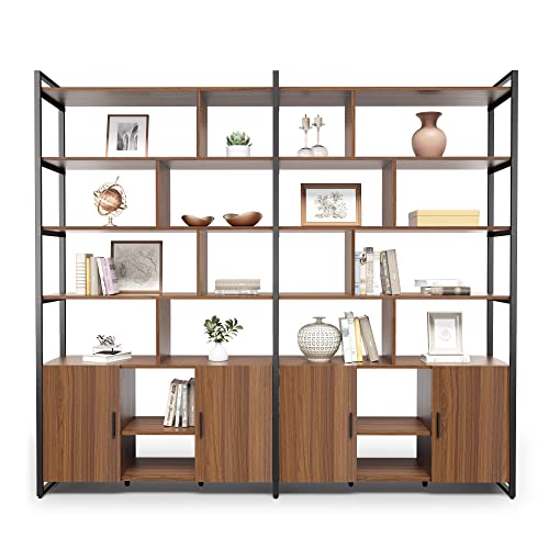 EUREKA ERGONOMIC Bookshelf and Bookcase with Doors, Adjustable 5 Tier ...