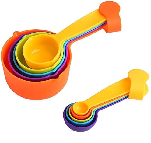 Amazon.com: Plastic Measuring Cups and Spoons Set - 10 Pcs Colorful ...