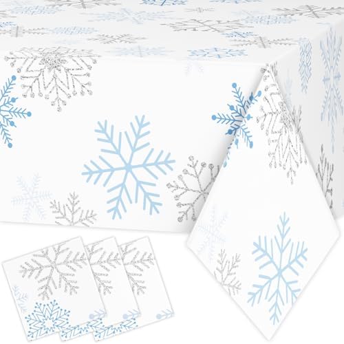 Amazon.com: 3 Pcs Winter Snowflake Tablecloth - Frozen Wonderland ...