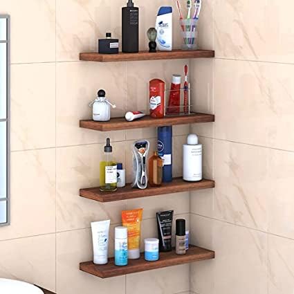 onlinecraft Wooden Shelf 4 Shelf Mango Wood Patti Size 16 x 6 x 1 ...