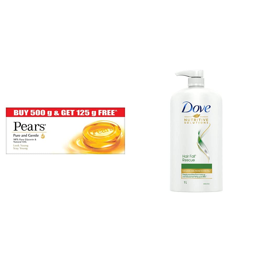 Buy Pears Pure And Gentle Bathing Bar, 125g (Pack Of 5) & Dove Hair ...