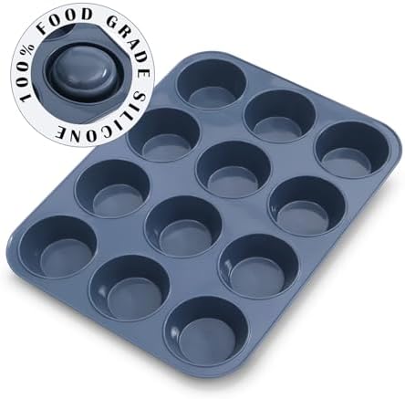 Vnray 2 Pack Silicone Muffin Baking Pan & Large Cupcake Tray 6 Cup ...