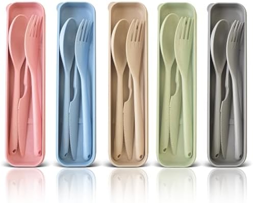 Jumbo Reusable Travel Utensils Set con Estuche, Juego de Cubiertos para ...