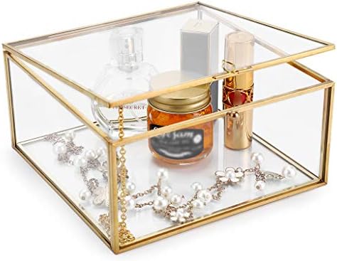 DRERIO Glass Jewelry Box - Large Decorative Display Case for Trinkets ...