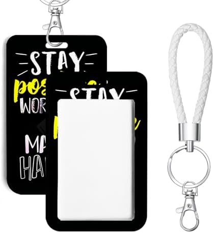 Amazon.com : Sliding ID Badge Holder with Keychain Hard Vertical ...