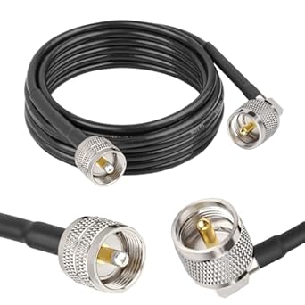 MOOKEERF CB Coax Cable - RG58 UHF PL-259 Male to Male Right Angle Coaxial Cable 12FT Low Loss Cb ...