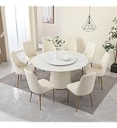 Amazon.com - Runboll 59" Sintered Stone Round Dining Table Set for 8 ...