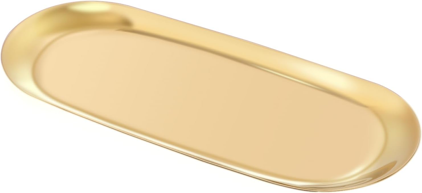 Amazon.com: Gold Decorative Tray, Stainless Steel Jewelry Tray Towel ...