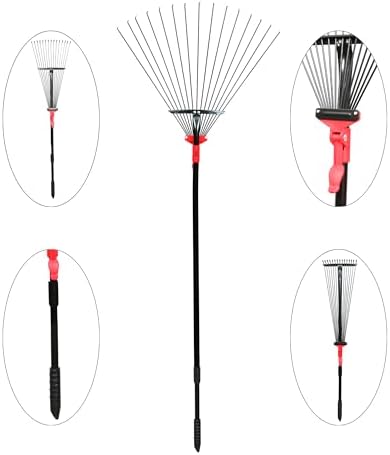 Sharpex Telescopic Metal Rake, 31 to 64 Inch Adjustable Expanding ...