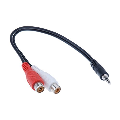 1 Foot Ft (12" Inch) 3.5mm Stereo Male to 2-RCA Female Audio Adapter Y ...