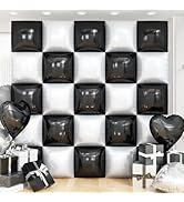 Amazon.com: Black White Square Foil Balloon Wall,25Pcs Double Sided ...