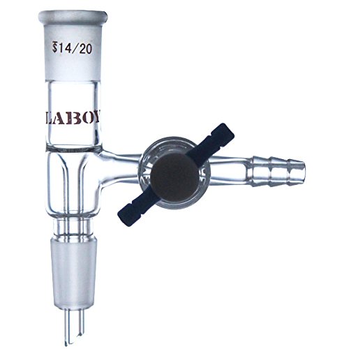 Laboy Glass Vertical Take-Off Adapter with Side 2mm PTFE Stopcock & 14/ ...