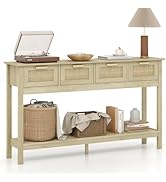 Amazon.com: LAZZO Rattan Console Table Boho Entryway Table Narrow Long ...