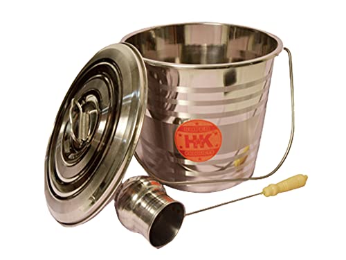 Super HK Stainless Steel Jointless Leak Proof Bucket(with LID) & Water ...