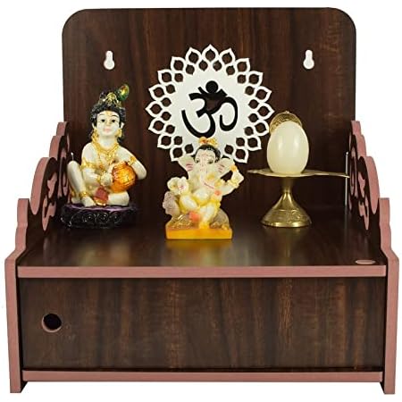 VJ SONS Wooden Wall Mounted Hanging Puja Temple | Wood God Stand for ...