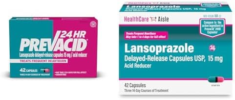 Amazon.com: Prevacid 24HR Acid Reducer 42ct & Lansoprazole Heartburn ...