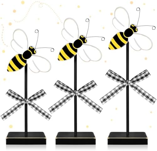 Amazon.com: Burbell 3 Pcs Summer Bee Wood Table Sign Freestanding Bee ...