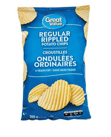 Amazon.com: Great Value Regular Rippled Potato Chips, 200g/7oz ...