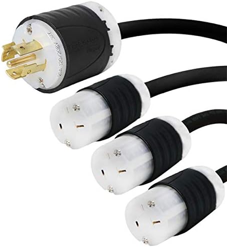 Amazon.com: NEMA L21-20P to 3X 5-20R 3-Way Splitter Cord - 10 Foot, 20A ...