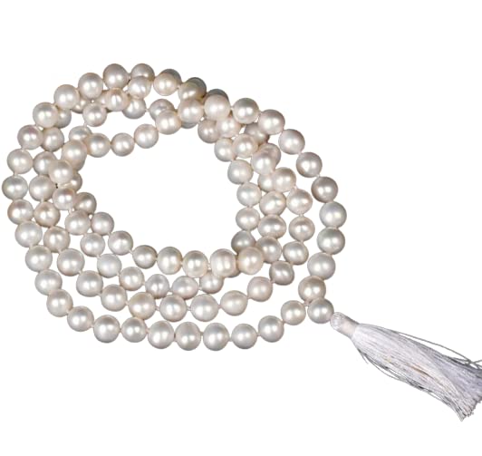 AstroCart Lab Certified 6mm White Pearl Moti Mala 108 Beads Natural ...