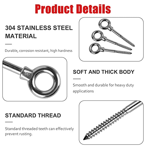 LALAGO Eye Bolt M6 x 60 mm M6 Eye Bolt 304 Stainless Steel Screw Hook ...