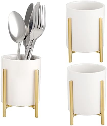 Amazon.com - Bekith 3-Piece Ceramic Flatware Caddy with Metal Rack ...