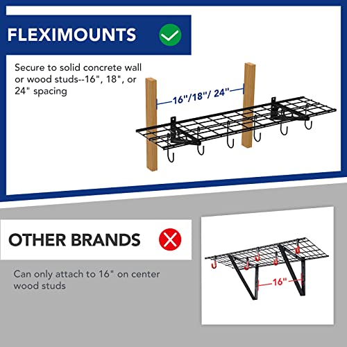 Snapklik.com : FLEXIMOUNTS Garage Wall Shelving, 1x4 Ft, Includes 6 ...
