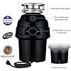 TITAN 10-US-TN-T-960-3B Garbage Disposal, 3/4 HP Deluxe, Black with ...